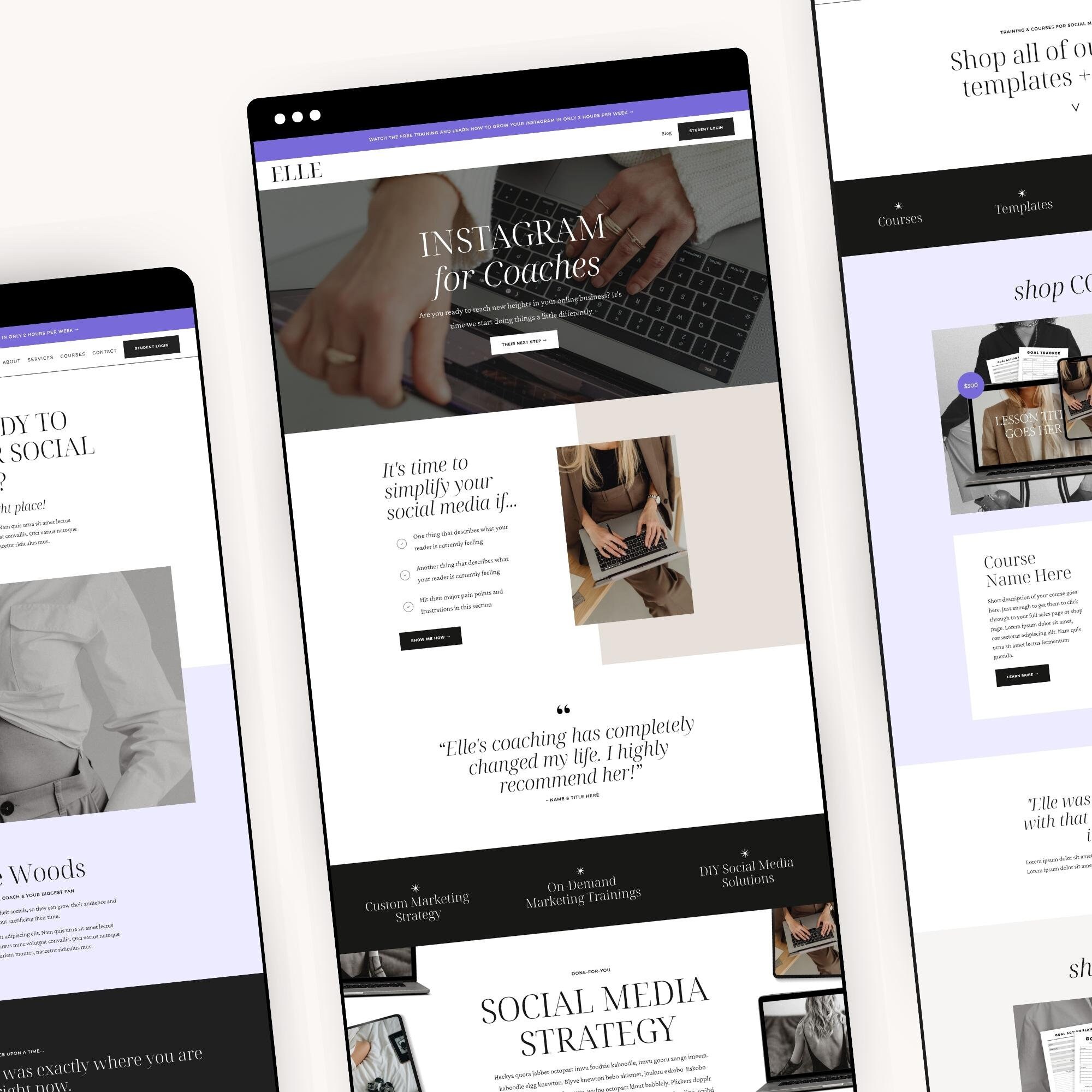 Kajabi Website Template for Coaches and Online Course Creators | ELLE ...