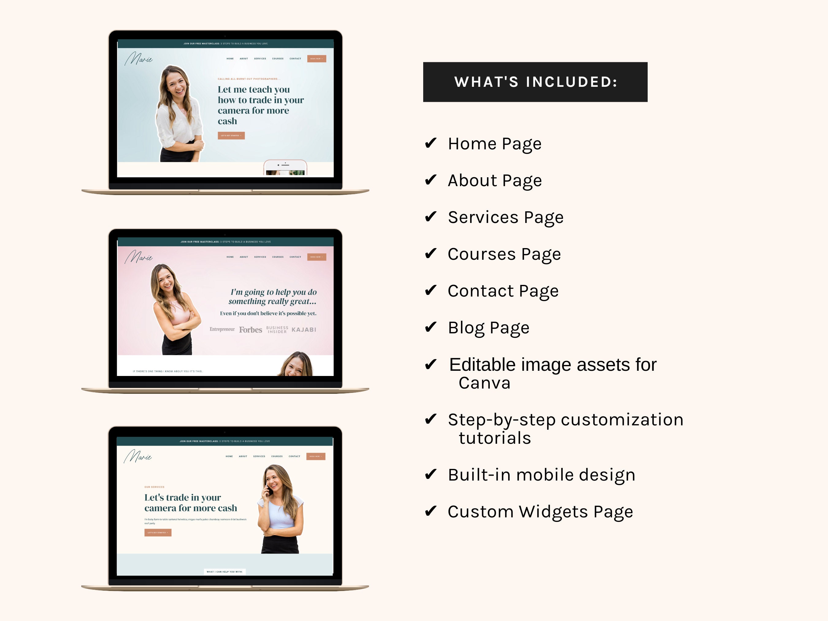 Kajabi Website Template for Coaches and Online Course Creators MARIE - Etsy