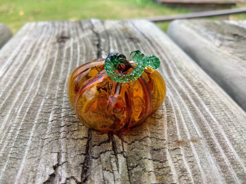 Hand Blown Tiny Glass Pumpkin - Etsy