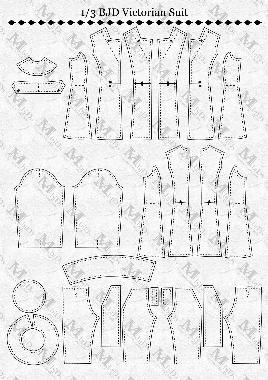 Bjds 1/3 Boys Victorian Suit PDF Sewing Patterns - Etsy