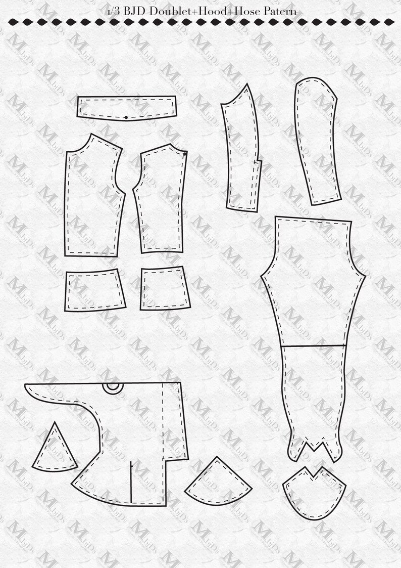 Bjds 1/3 Medieval Style Doublet Hood Hose PDF Sewing Patterns - Etsy