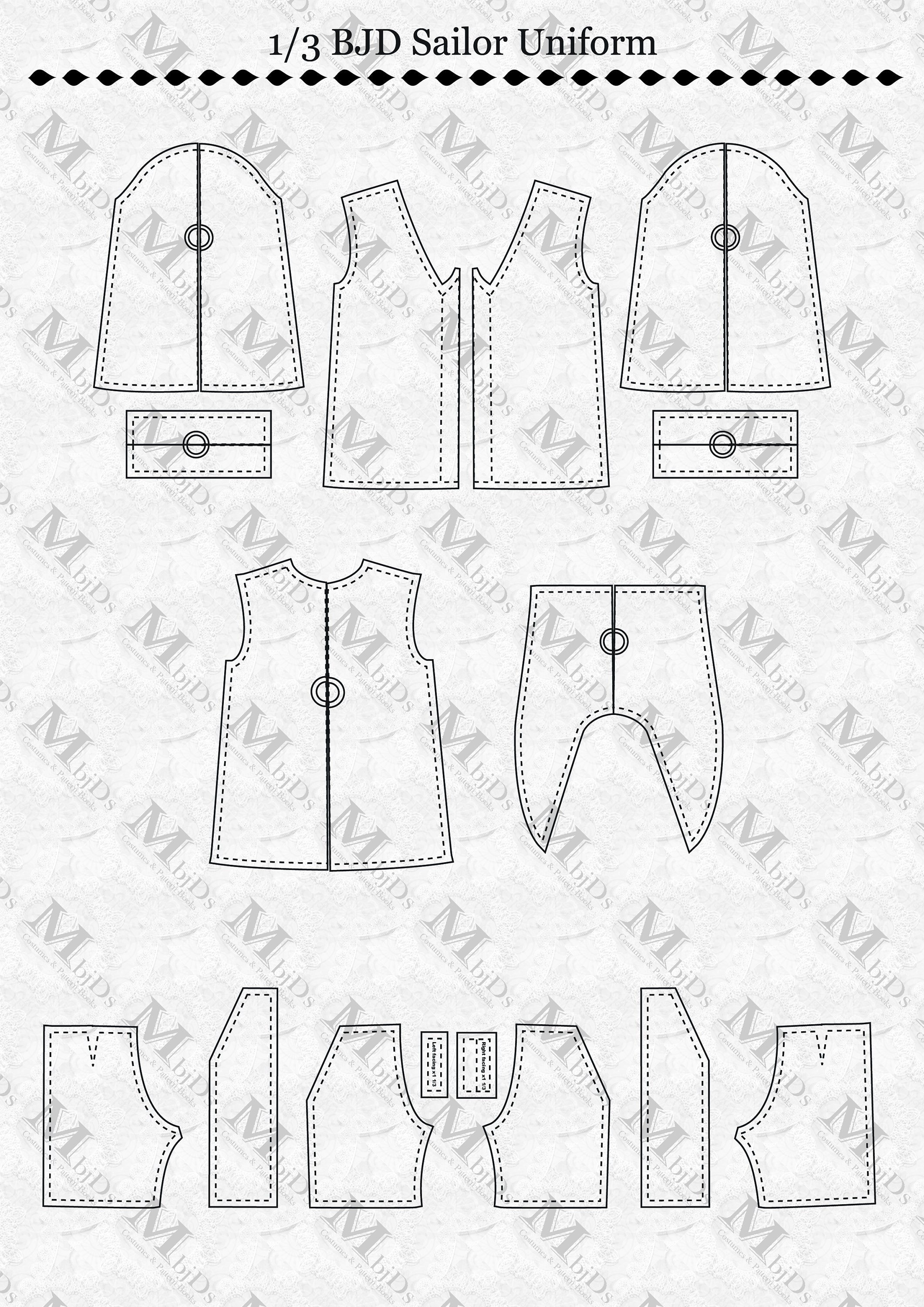 Bjds 1/3 Boys Sailor Uniform PDF Sewing Patterns - Etsy