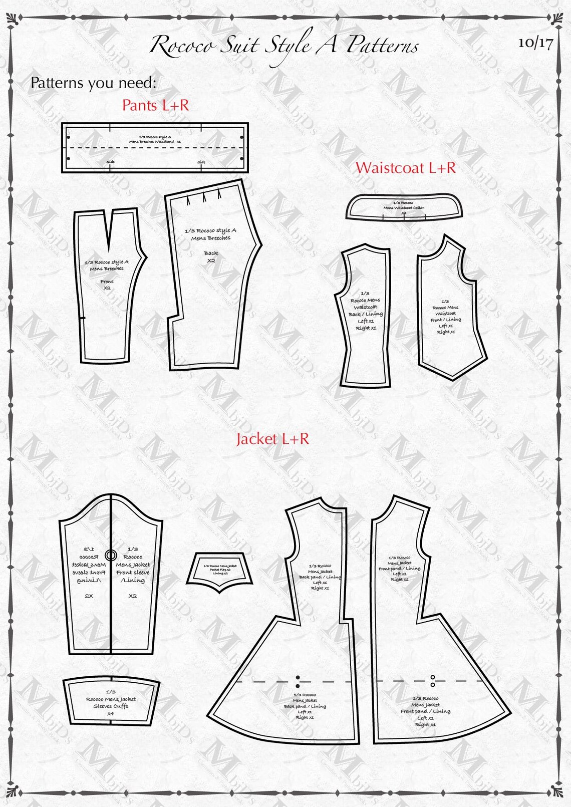 Bjds 60cm Boys Rococo Suit PDF Pattern - Etsy