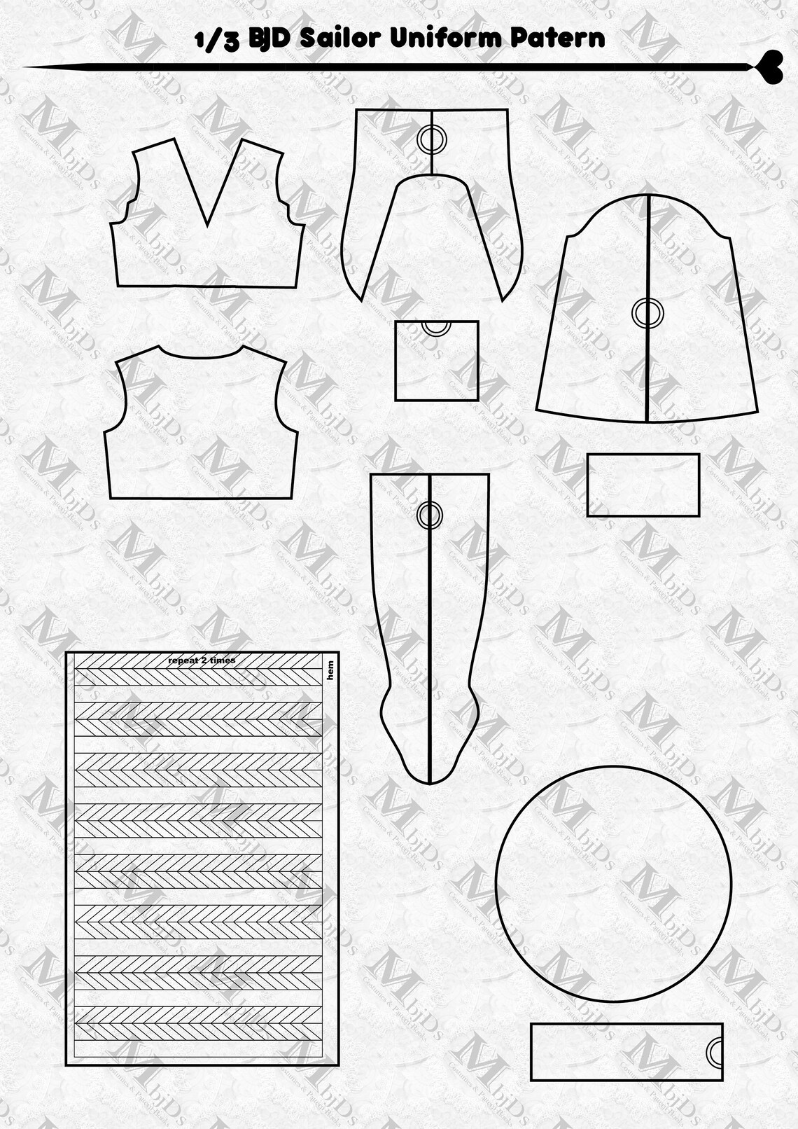 Bjds 1/3 Girls Sailor Uniform PDF Sewing Patterns - Etsy