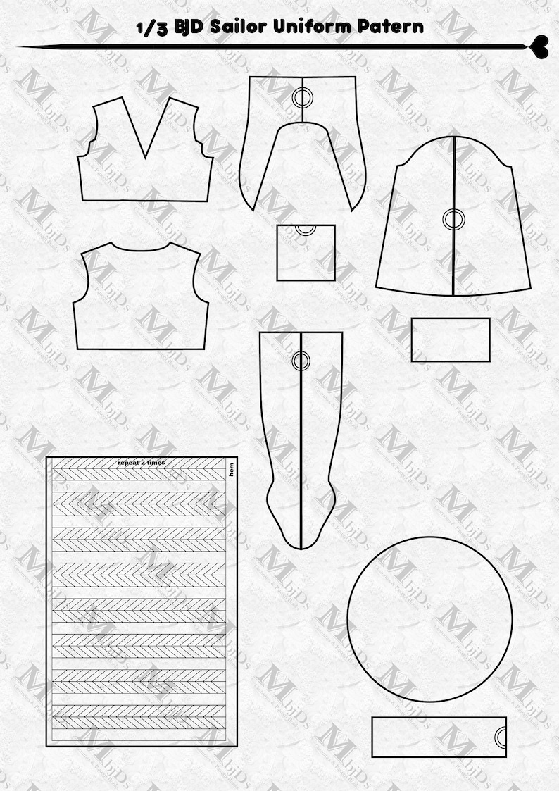 Bjds 1/3 Girls Sailor Uniform PDF Sewing Patterns - Etsy