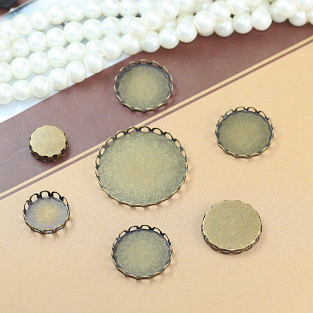 5pcs Antique Bronze Lace Border,bezel Setting,30mm Blank Cabochon Tray ...
