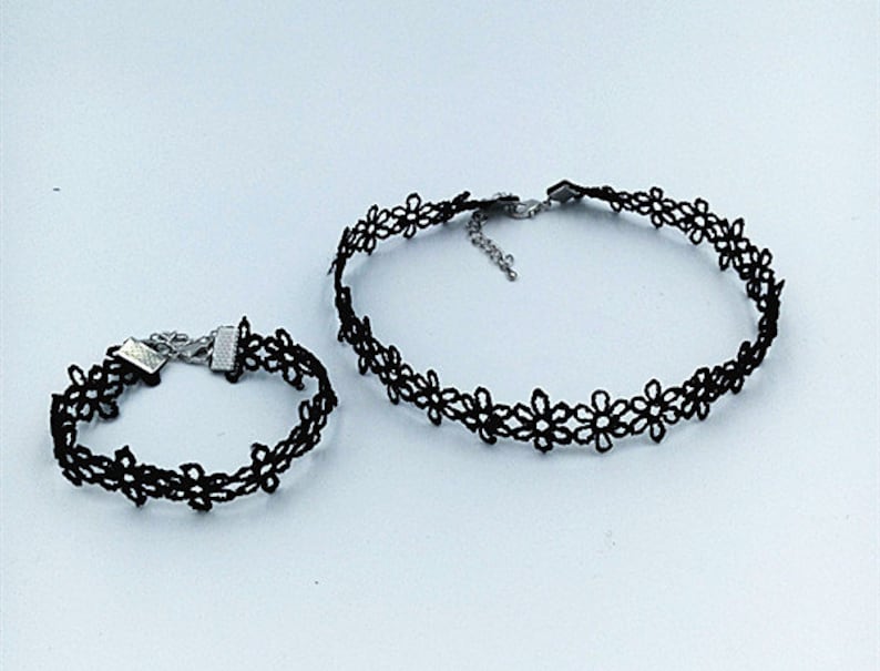Black Tattoo Elastic Stretch Bracelet Anklet Elastic Daisy - Etsy