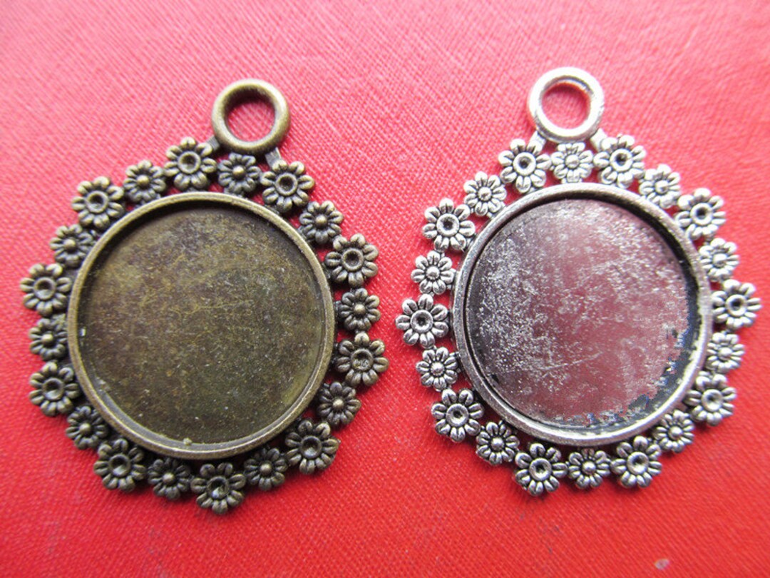 20mm Round Pendant Bezel Setting,flower Border, 20mm Cabochon Tray ...