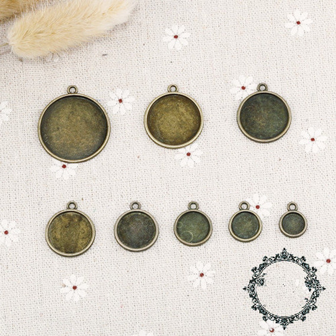 16mm Round Pendant Tray, Bezel Setting, 16mm Cabochon Tray - Antique ...