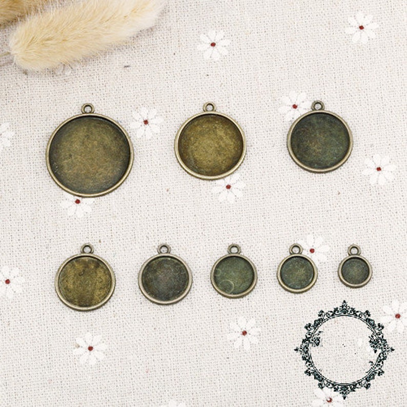 16mm Round Pendant Tray, Bezel Setting, 16mm Cabochon Tray - Antique ...