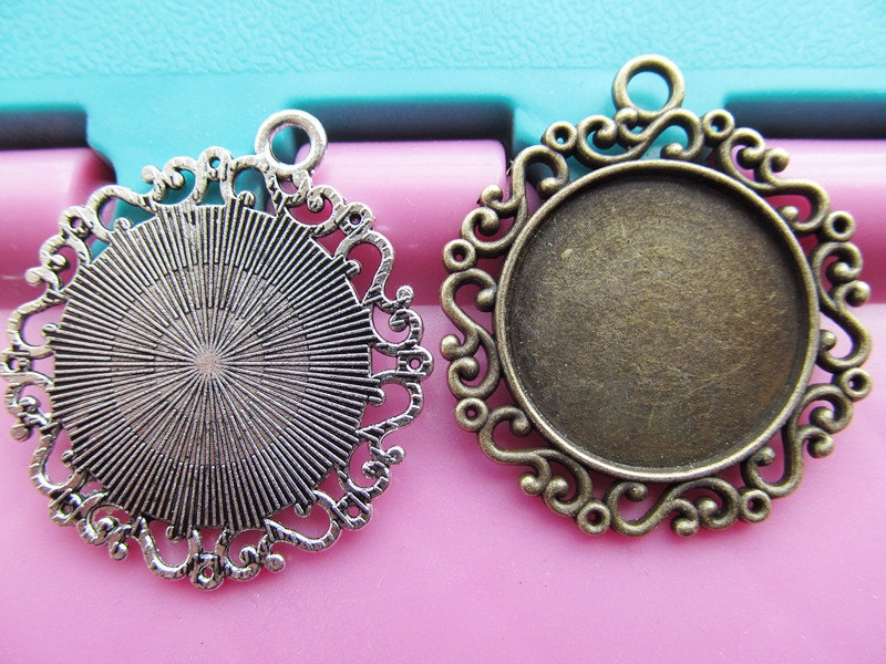 25mm Round Pendant Bezel Setting S Hollow Border25mm | Etsy