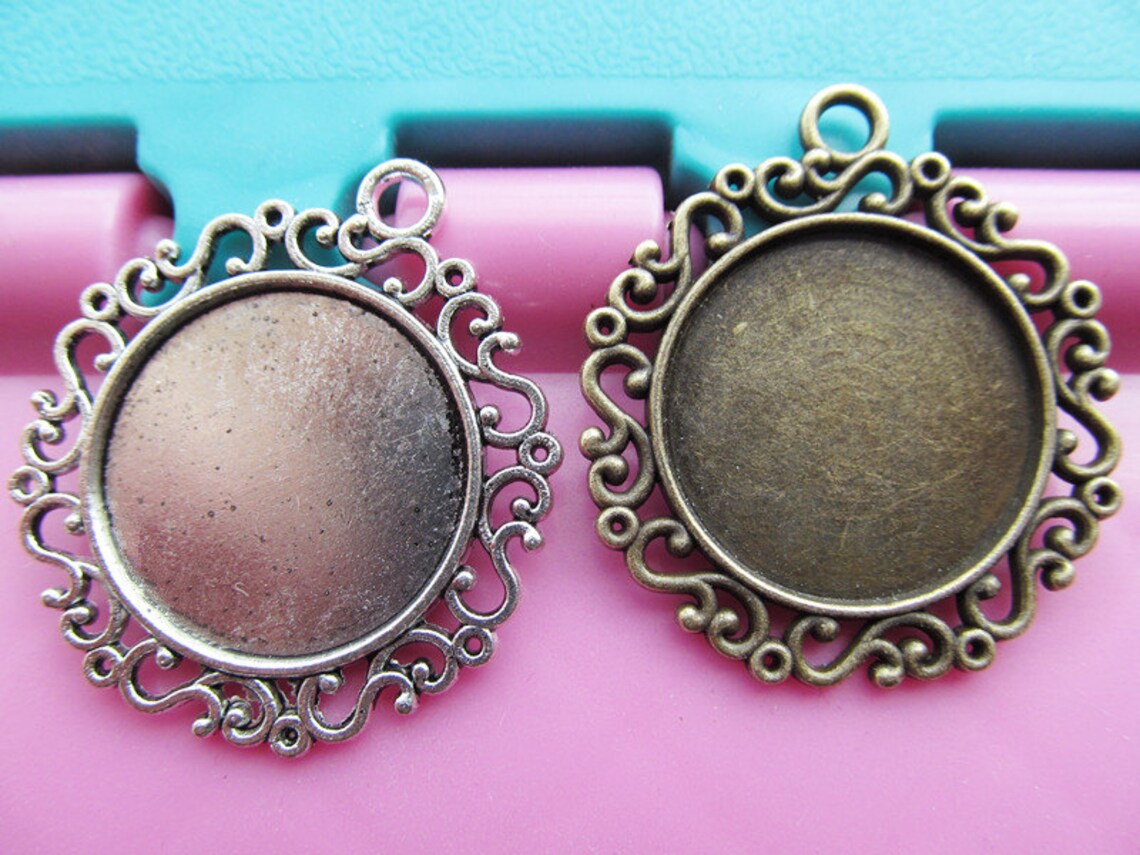 25mm Round Pendant Bezel Setting S Hollow Border25mm | Etsy