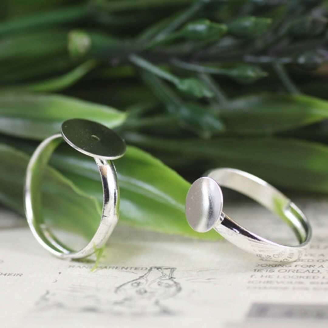 Silver Tone/antique Bronze Simple Ring Bezel Setting, 8mm Blank ...