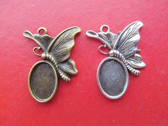 Oval Dragonfly Pendant Tray Bezel Setting 10mmx14mm Cabochon | Etsy