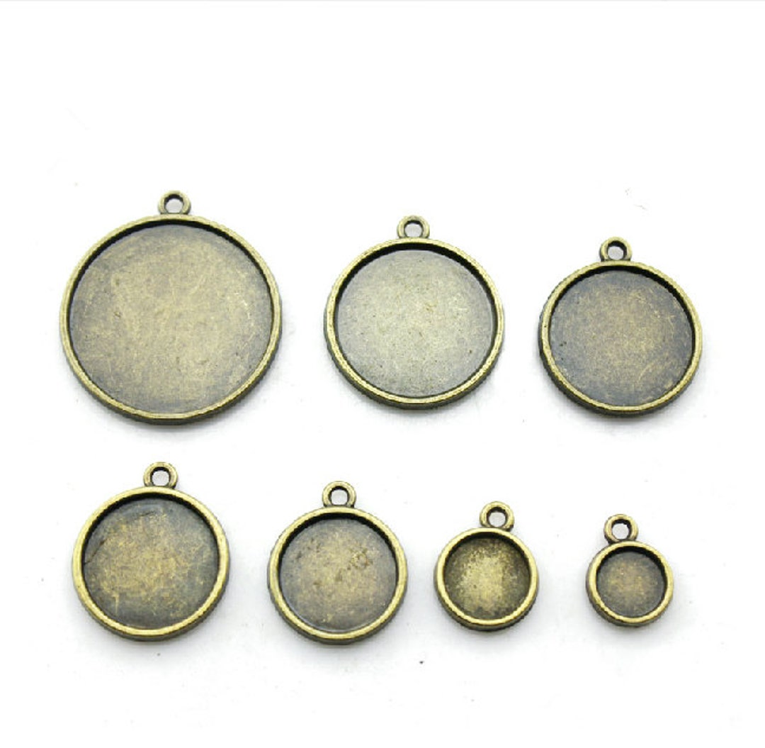 16mm Round Pendant Tray, Bezel Setting, 16mm Cabochon Tray - Antique ...