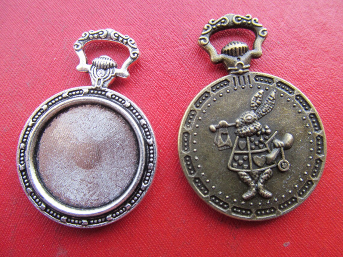 20mm Round Vintage Pocket Watch Rabbit Pendant Bezel Setting - Etsy