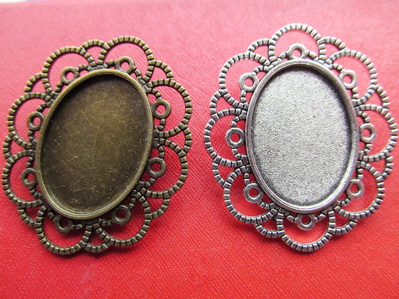 18mmx25mm Handmade Breast Pin Pendant Tray, Brooch Bezel Setting ...