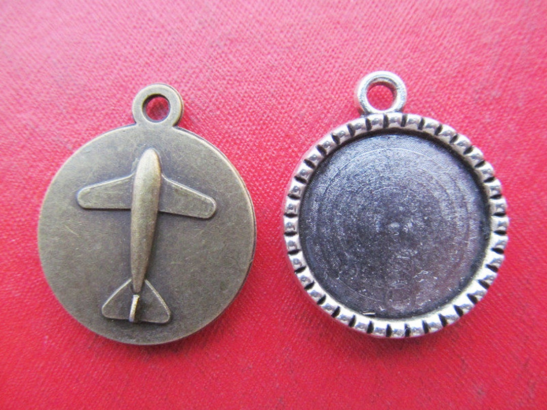 Airplane Round Pendant Bezel Setting, 18mm Cabochon Tray - Great to ...