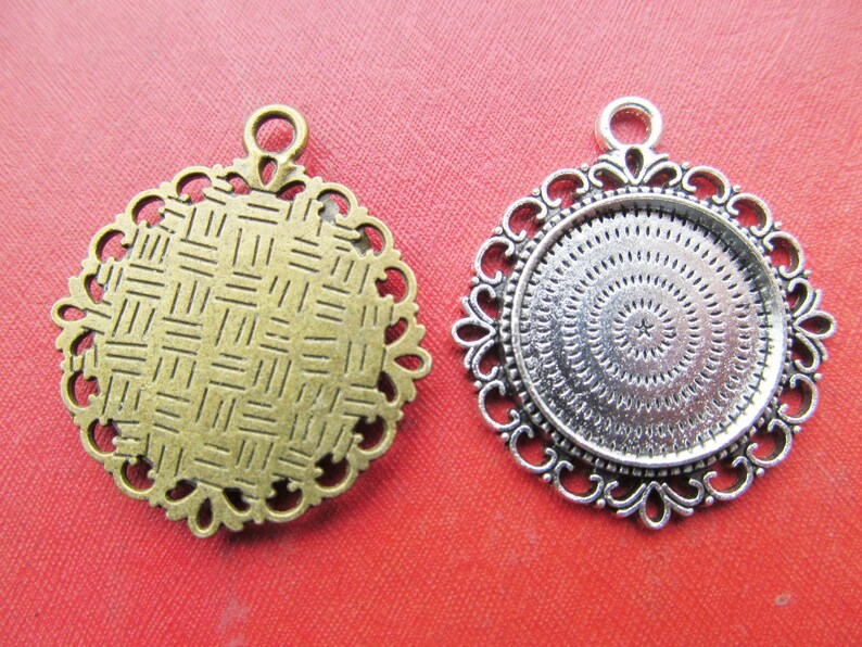 20mm Filigree Pendant Bezel Setting 20mm Round Cabochon Tray - Etsy