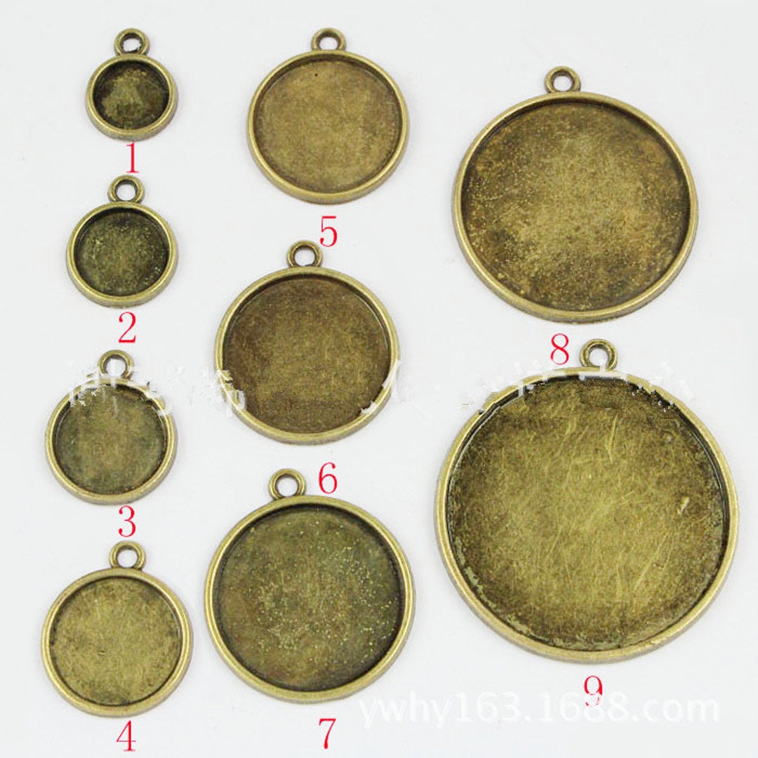 16mm Round Pendant Tray, Bezel Setting, 16mm Cabochon Tray - Antique ...