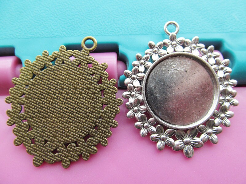 25mm Round Pendant Bezel Setting Flower Border25mm Cabochon - Etsy