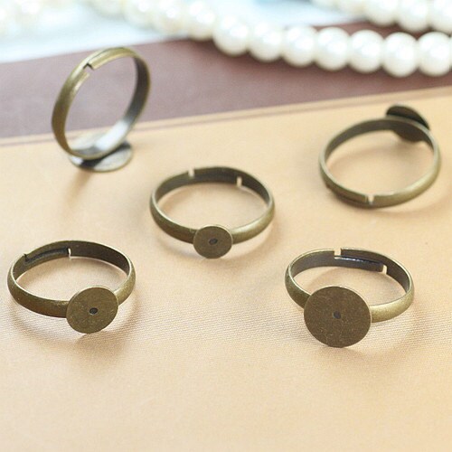 Silver Tone/antique Bronze Simple Ring Bezel Setting, 8mm Blank ...
