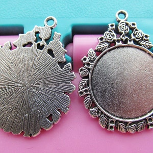 25mm Round Pendant Bezel Setting, Flower Border,25mm Cabochon Tray ...