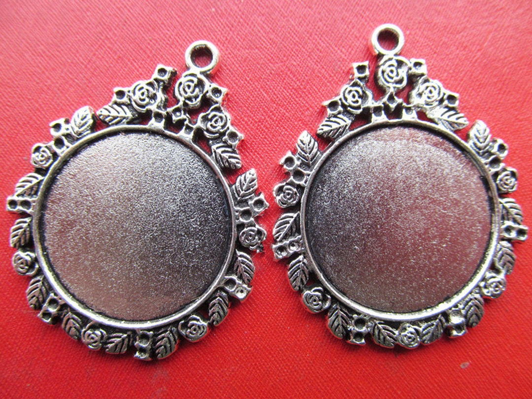 25mm Round Pendant Bezel Setting, Flower Border,25mm Cabochon Tray ...
