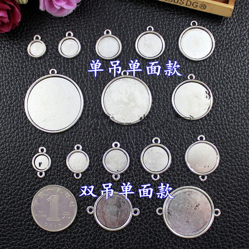 16mm Round Pendant Tray, Bezel Setting, 16mm Cabochon Tray - Antique ...