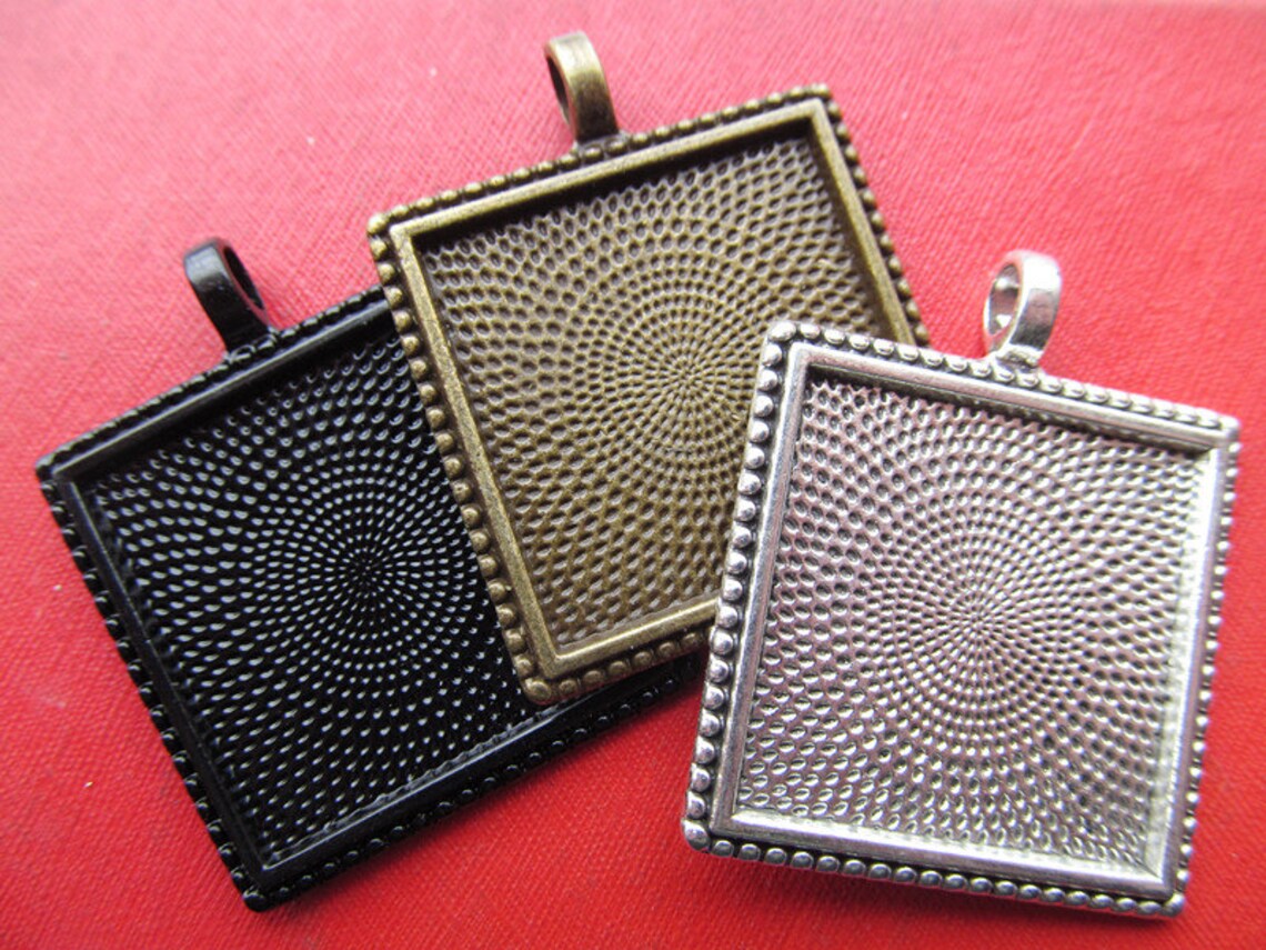 25mm Square Pendant Tray Bezel Settingcabochon Tray - Etsy