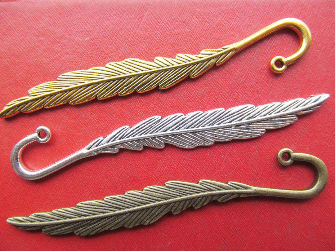 13mmx80mm Filigree Feather Bookmark Pendant Charm - Antique Bronze ...