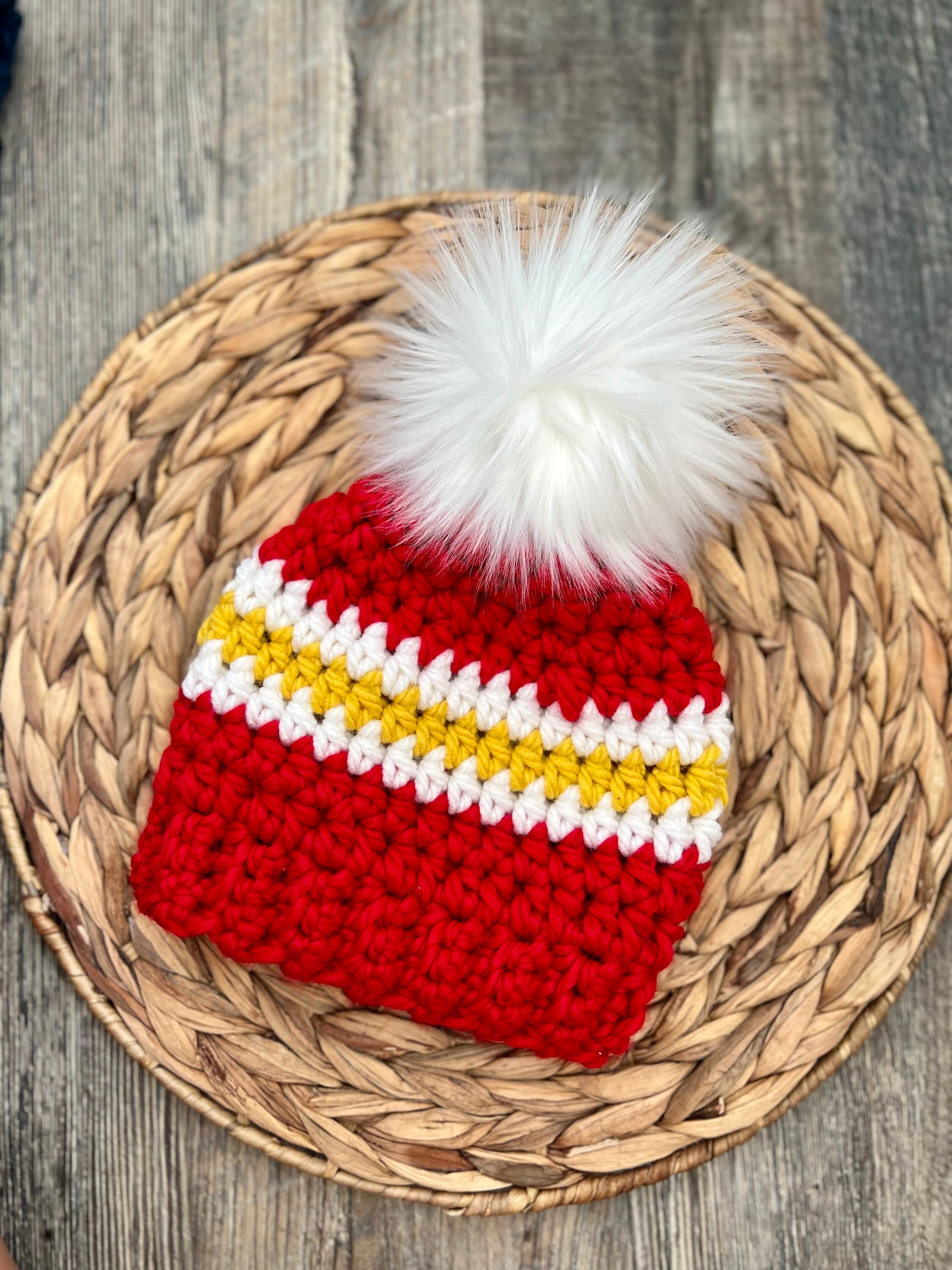 Kansas City Chiefs Newborn, Toddler, Child, Adult Crochet Hat / Beanie ...