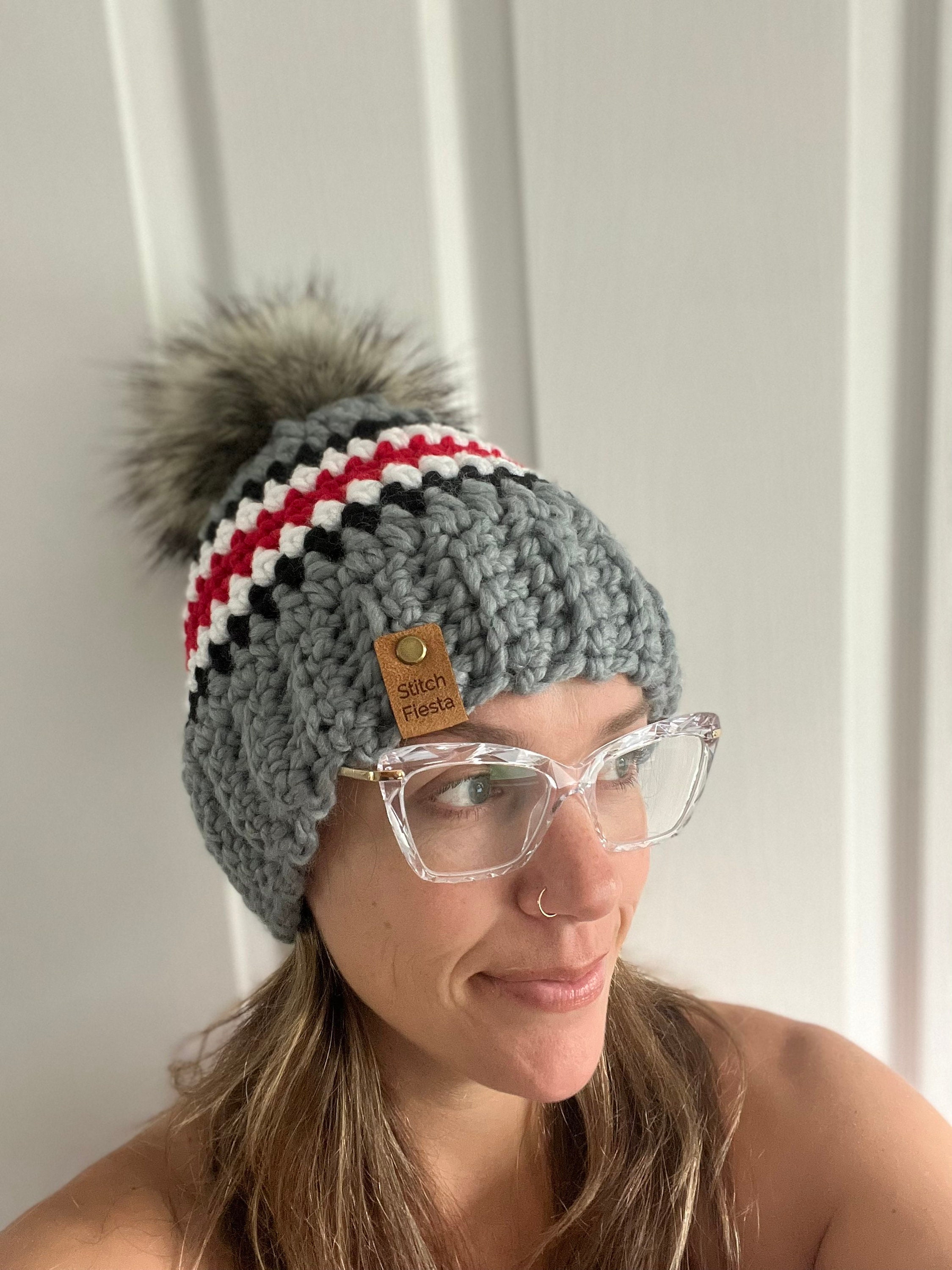 Ohio State Buckeyes Crochet Hat, Ohio State Beanie, Unisex, Women’s Hat ...