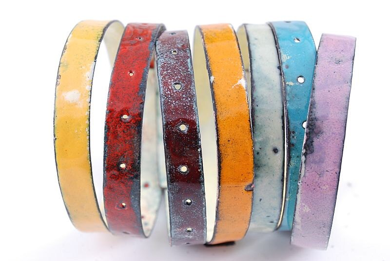 RAINBOW Set of Enameled Bangles Perfect Mother's Day - Etsy