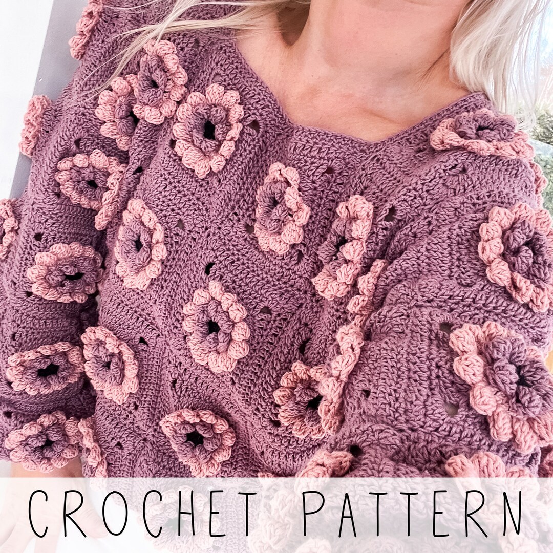 Granny Square Sweater CROCHET PATTERN Flower Sweater With 3D Granny ...