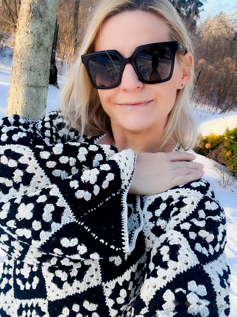 Granny Square Sweater CROCHET PATTERN for Women (size S to XL ...