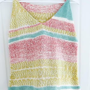 Knit Tank Top KNITTING PATTERN Video, V-neck Top Knit Pattern for Women ...