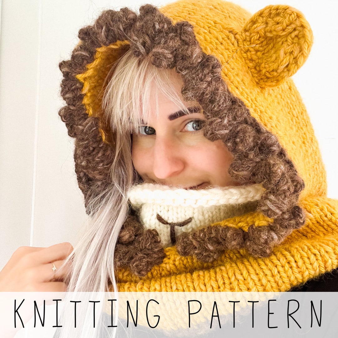 Lion Snood KNITTING PATTERN Hooded Cowl baby, Toddler, Kids, Woman ...