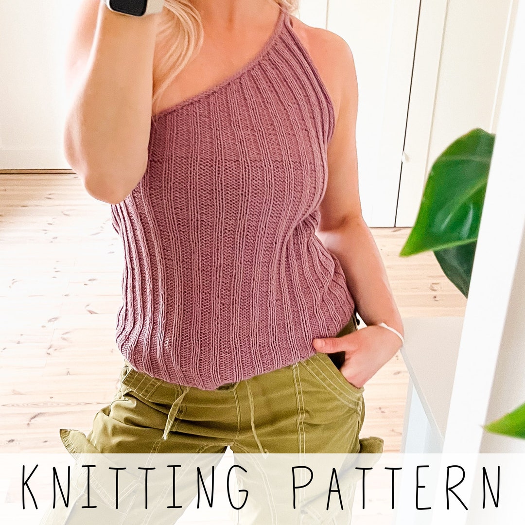 One Shoulder Top KNITTING PATTERN One-shoulder Tank Top Knit Pattern ...