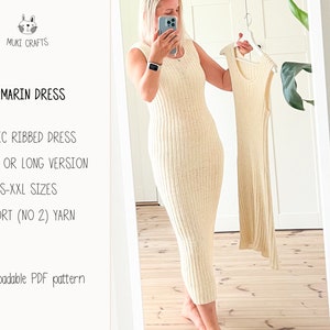 Long Dress KNITTING PATTERN Ribbed Dress Knit Pattern for Women (S to ...
