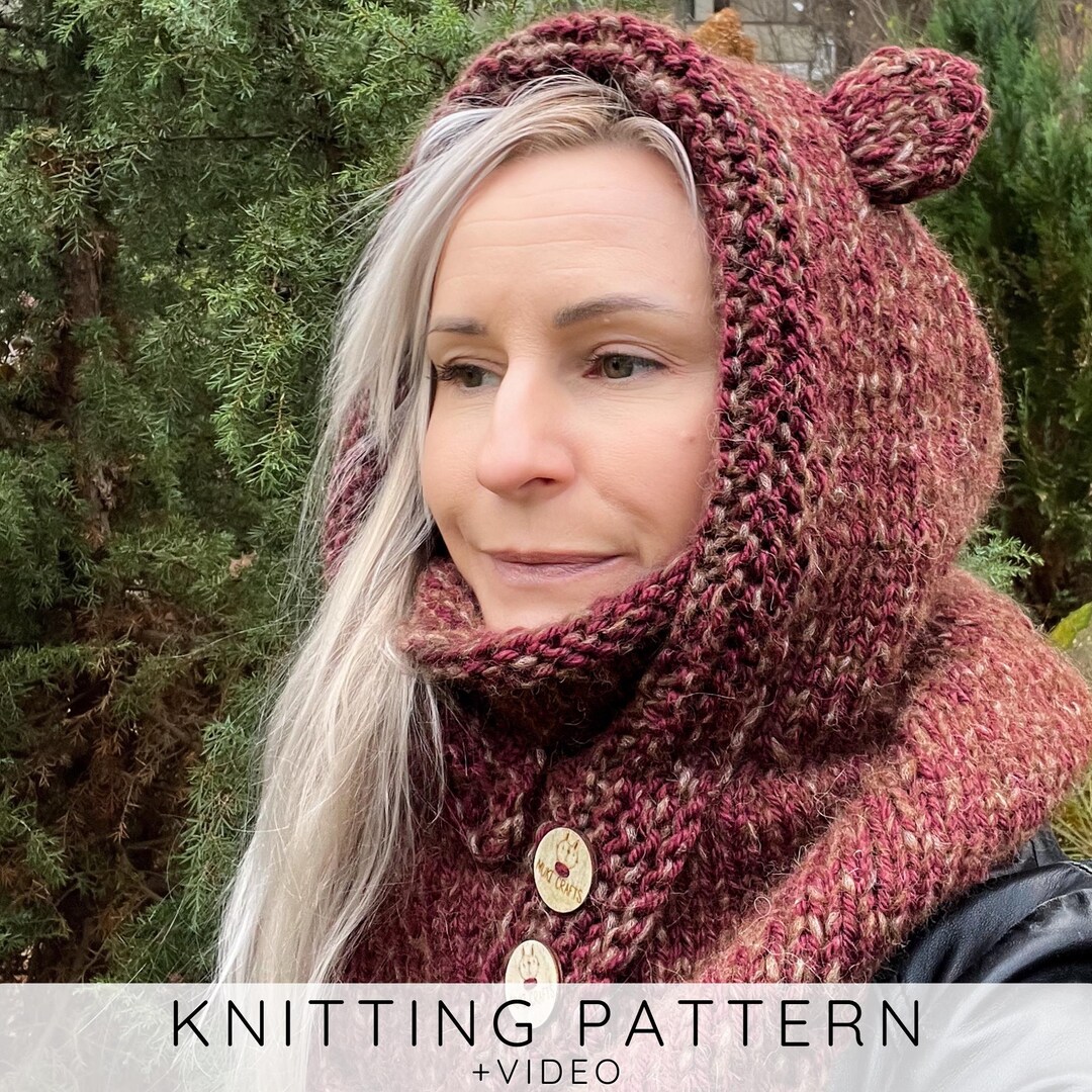 Snood KNITTING PATTERN Hooded Cowl Knit Pattern With Bear Ears and ...