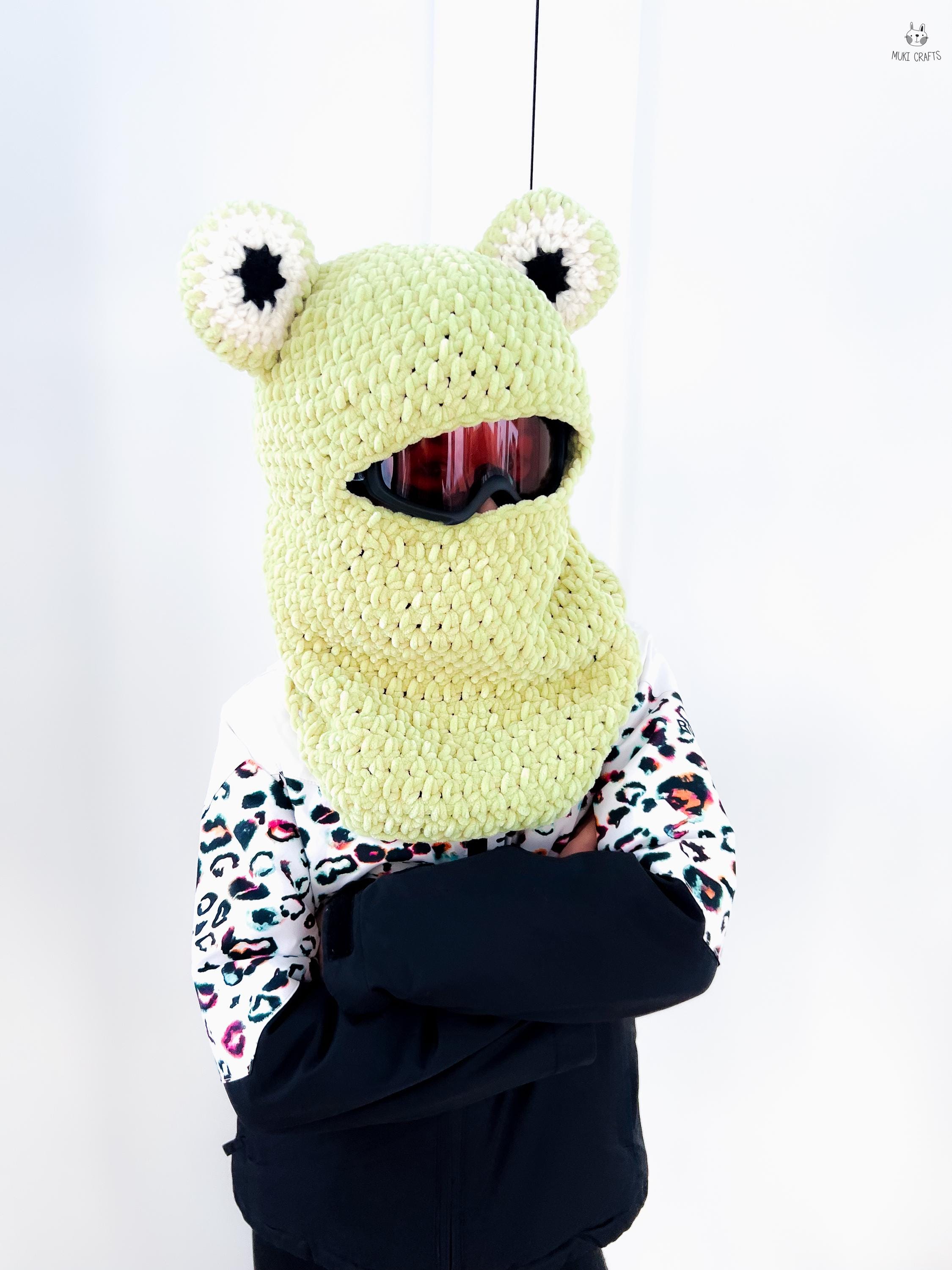 Ski Helmet Cover CROCHET PATTERN, Frog Helmet Balaclava (toddler, Kids ...
