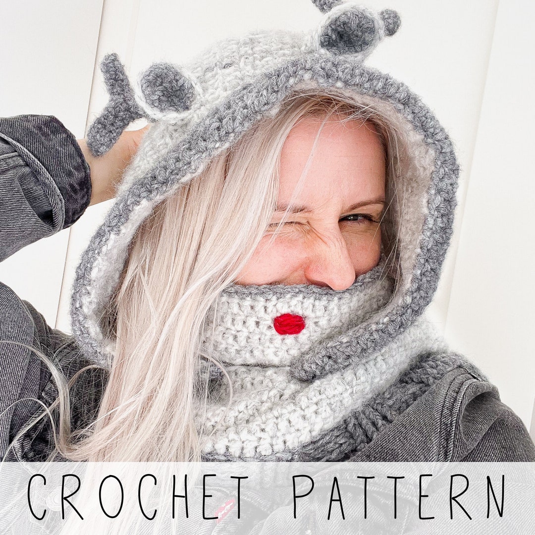 Reindeer Snood CROCHET PATTERN With Antlers, Deer Hooded Cow Crochet ...