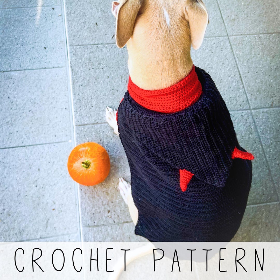 Dogs Hooded Cape CROCHET PATTERN, Sweater Set With Hood and Devil Horns ...