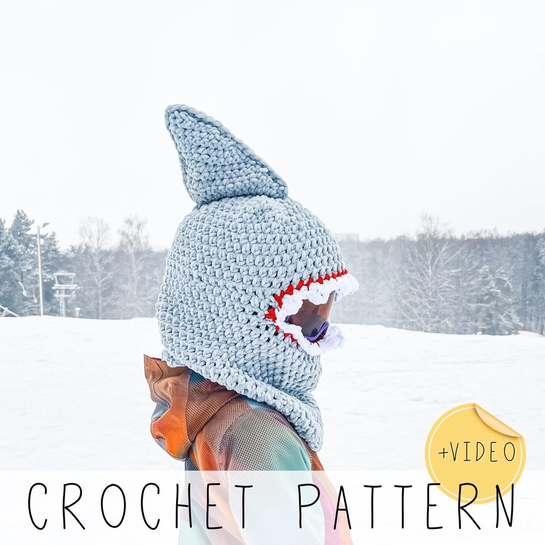 Ski Helmet Balaclava CROCHET PATTERN Shark Helmet Cover (toddler, Kids ...