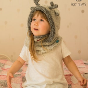 Winter Snood KNITTING PATTERN Reindeer Hooded Cowl Knit Pattern (size ...