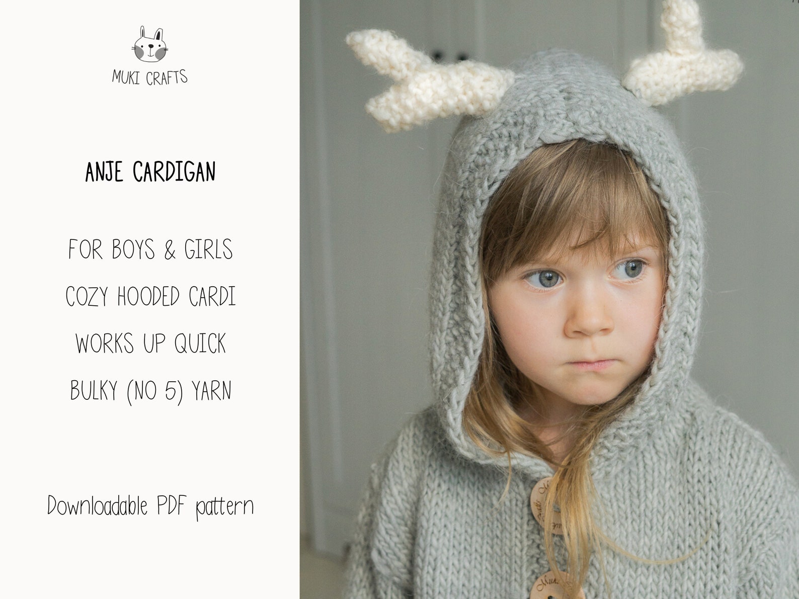 Hooded Cardigan KNITTING PATTERN, Kids Jacket Knit Pattern, Cozy Design ...