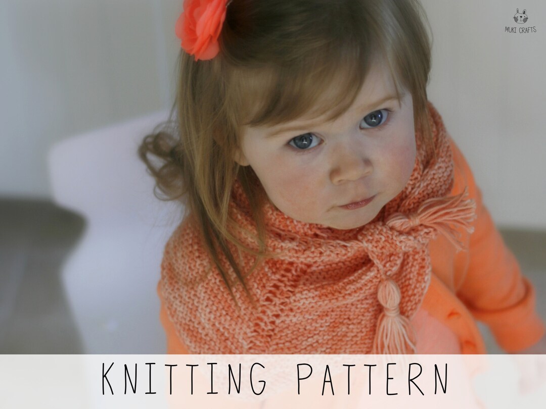 Girls Triangular Scarf KNITTING PATTERN Kids Shawl Knit Pattern, Easy ...