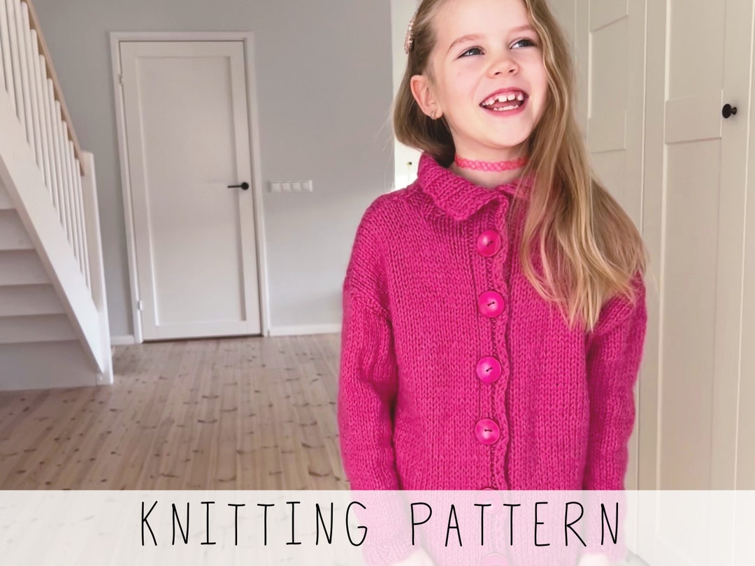 Kids Cardigan KNITTING PATTERN Girls Cardigan Knit Pattern Girls Jumper ...