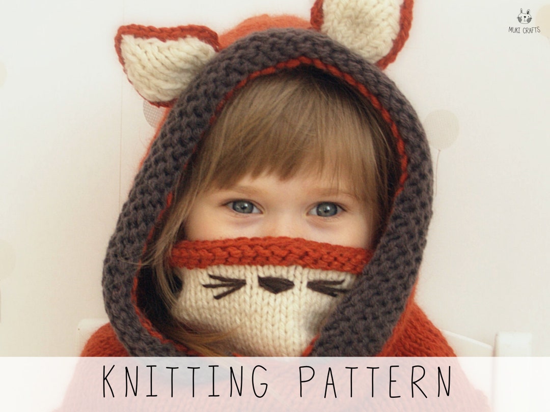 KNITTING PATTERN Fox Hooded Cowl X Fox Hoodie Knit Pattern X - Etsy